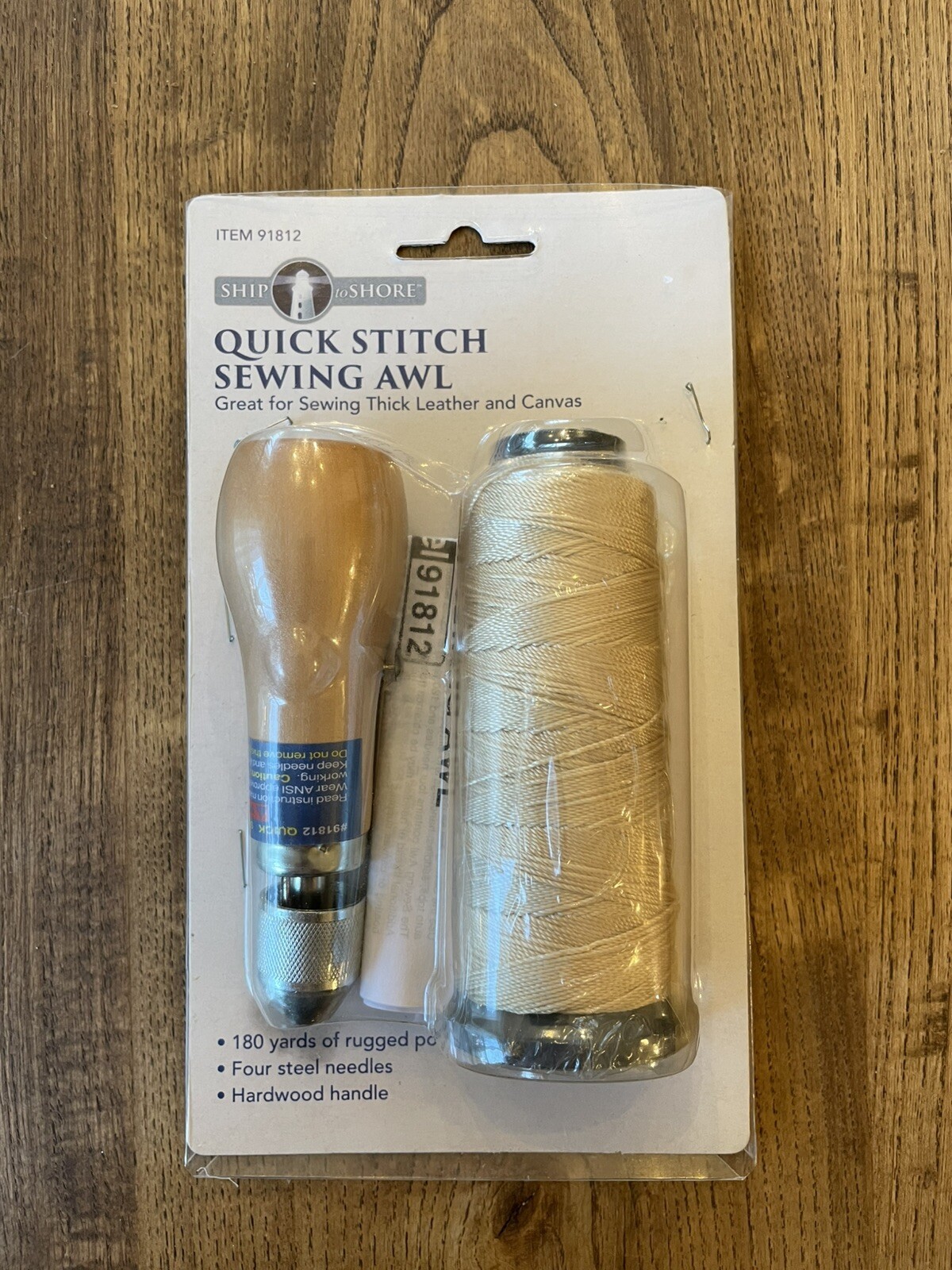 Quick Stitch Sewing Awl with 180 yds of Thread & Four Steel Needles ...