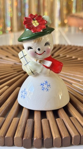 RARE HTF Lefton Ms. Snowman bell Ornament 3.5” AR90282 1956 | eBay
