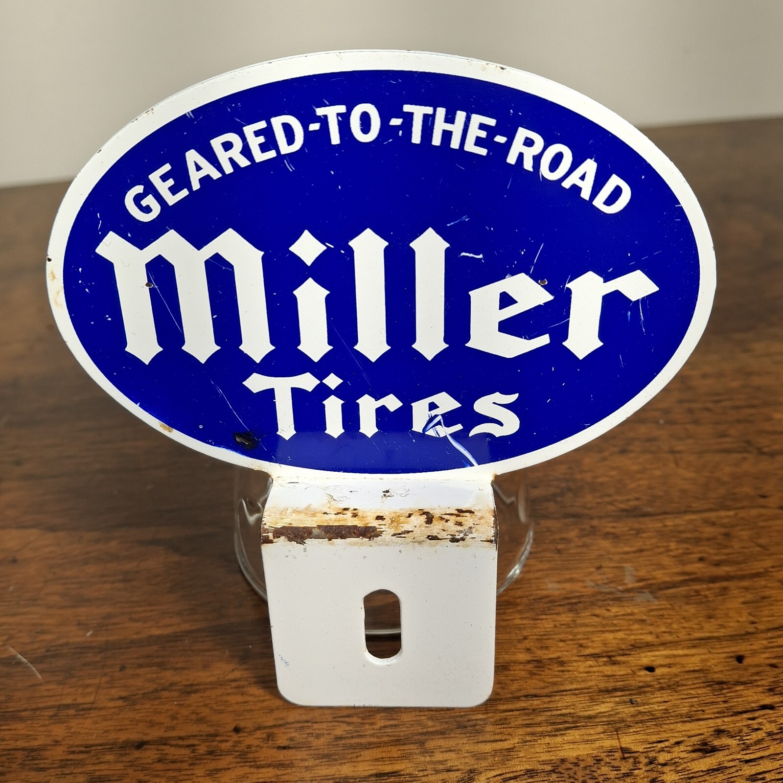 VINTAGE Metal License Plate Topper Miller Tires Advertising Sign Motor ...