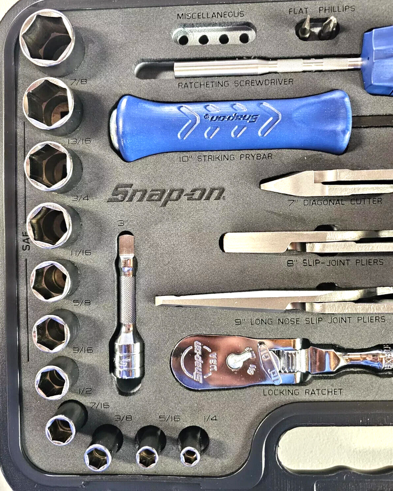 SNAP ON TOOLS NEW 33Pc 3/8 Dr Metric SAE General Service Foam Set ...