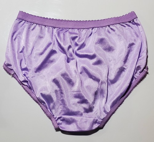 Shiny Double Nylon LACE Silky Granny Panty Wide Gusset Full Cut 6/M ...