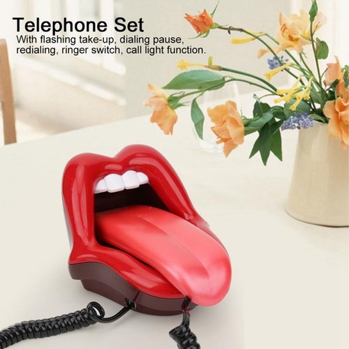 Red Mouth Telephone Novelty Big Tongue Landline Phone Wired Funny Lip ...