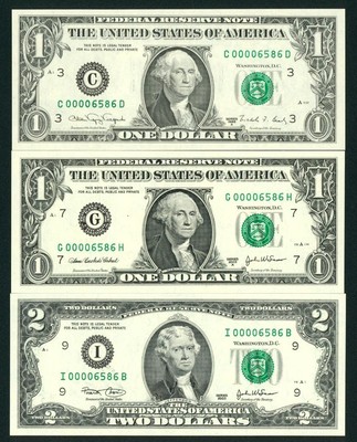 ((4 DIGIT - 3 NOTES)) $1/ $2 2003 / 1988 (( CHOICE CU )) FEDERAL ...