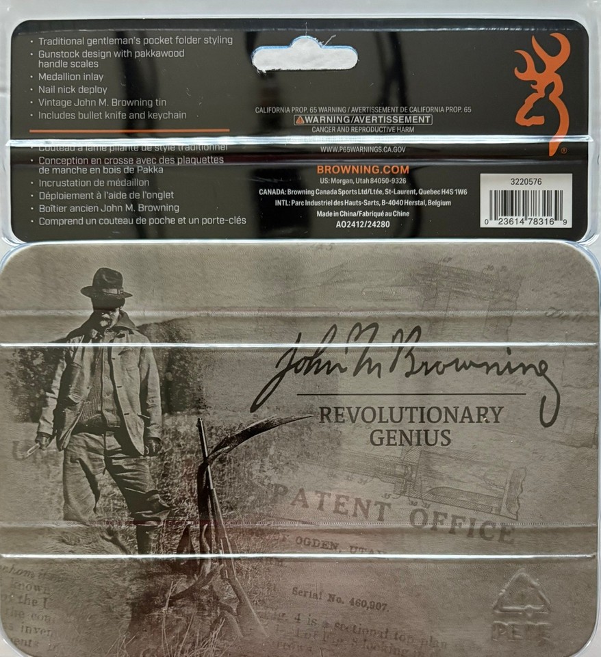 Browning limited edition Gift Set John M Browning 25 Knife Combo w/Tin ...