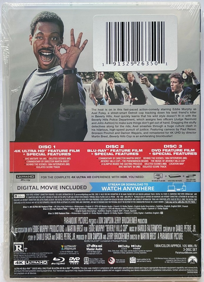 Beverly Hills Cop 4K Ultra HD + Blu-Ray + DVD. New and Sealed ...