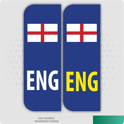 2 x ENG Car Stickers - ENG Flag Reg Plate Self Adhesive Vinyl Car, Van ...