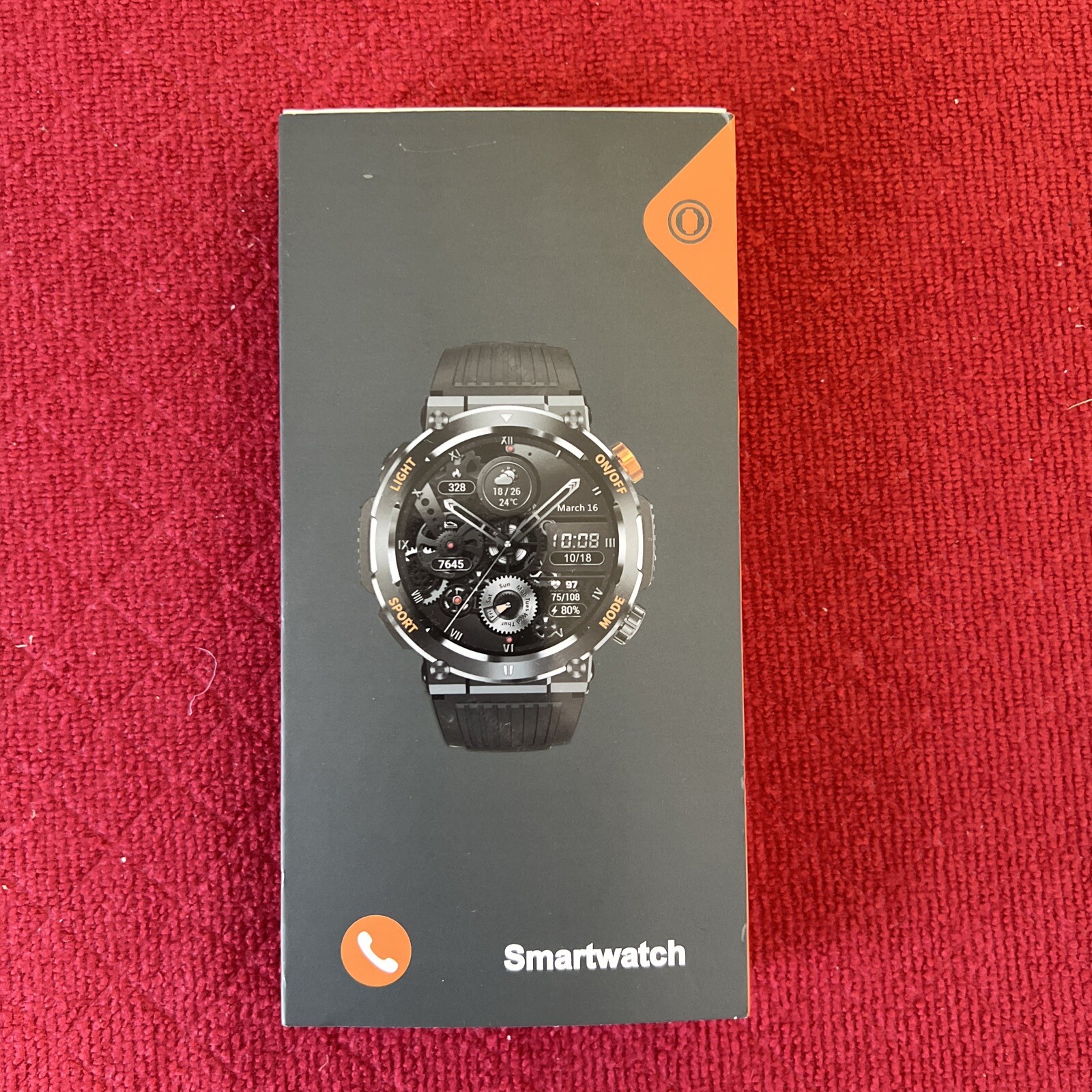 HT3 Mens MIlitary Style Smart Watch, Black, 1.4 Round Face Black Band ...