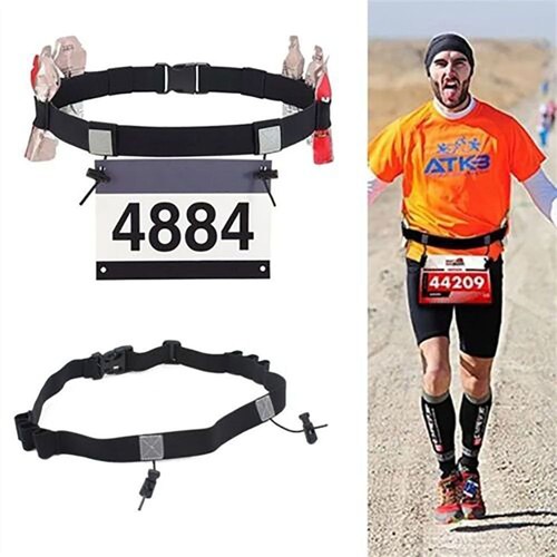 Black Marathon Race Belt Polyester Triathlon Waist Belt Running Number ...
