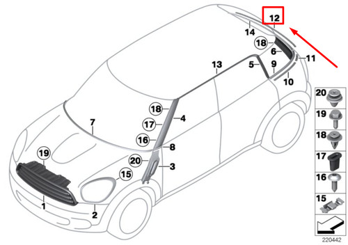 NEW MINI COUNTRYMAN R60 TRUNK LID SUPPORTING LEDGE 51139810474 9810474 ...