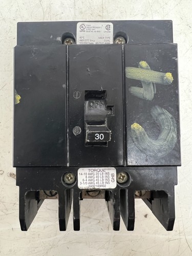 🤪 CUTLER HAMMER 30 AMP CIRCUIT BREAKER 480Y/277 VAC 125/250 VDC 3 POLE ...