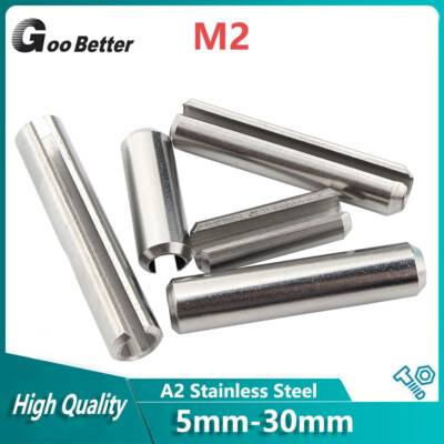M2 2mm Sellock Slotted Spring Pins Split Tension Roll Pin A2 Stainless ...