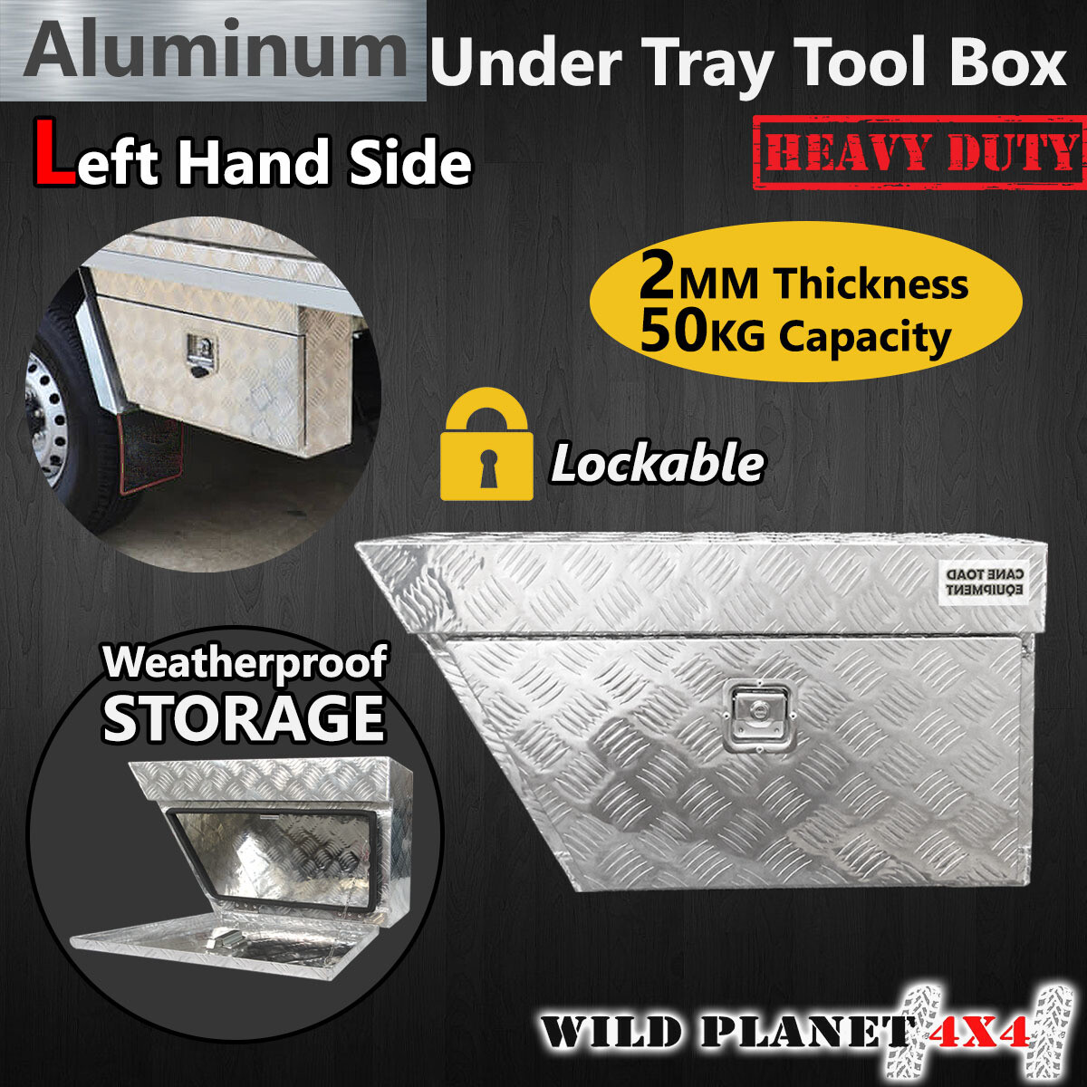 Aluminium Under Tray Ute Tool Box LHS Heavy Duty Vehicle Chest Storage ...