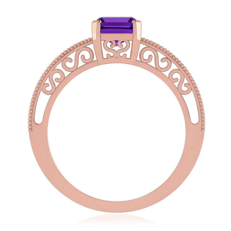 Emerald Cut Amethyst Ring 14k Solid Gold – February Birthstone # 1063 ...
