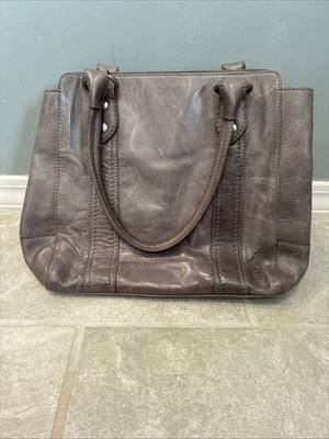 Gray FRYE Leather Tote Bag Purse Shoulder Bag Double Handles | eBay