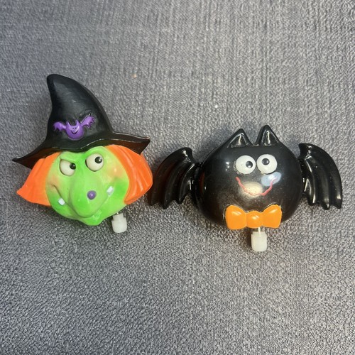 Vtg Hallmark Halloween Wind Up Flying Bat '87 and Witch Ugly Bat Wart ...