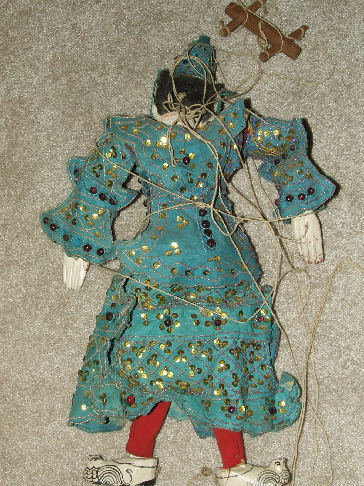 Antique Ornate Asian Hand Crafted Burmese Diety Marionette Yoke Thé ...