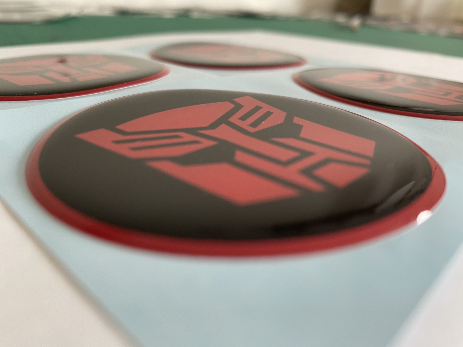ALLOY WHEEL CENTRE CAP STICKER DOME RESIN X4 TRANSFORMER BLACK RED ...