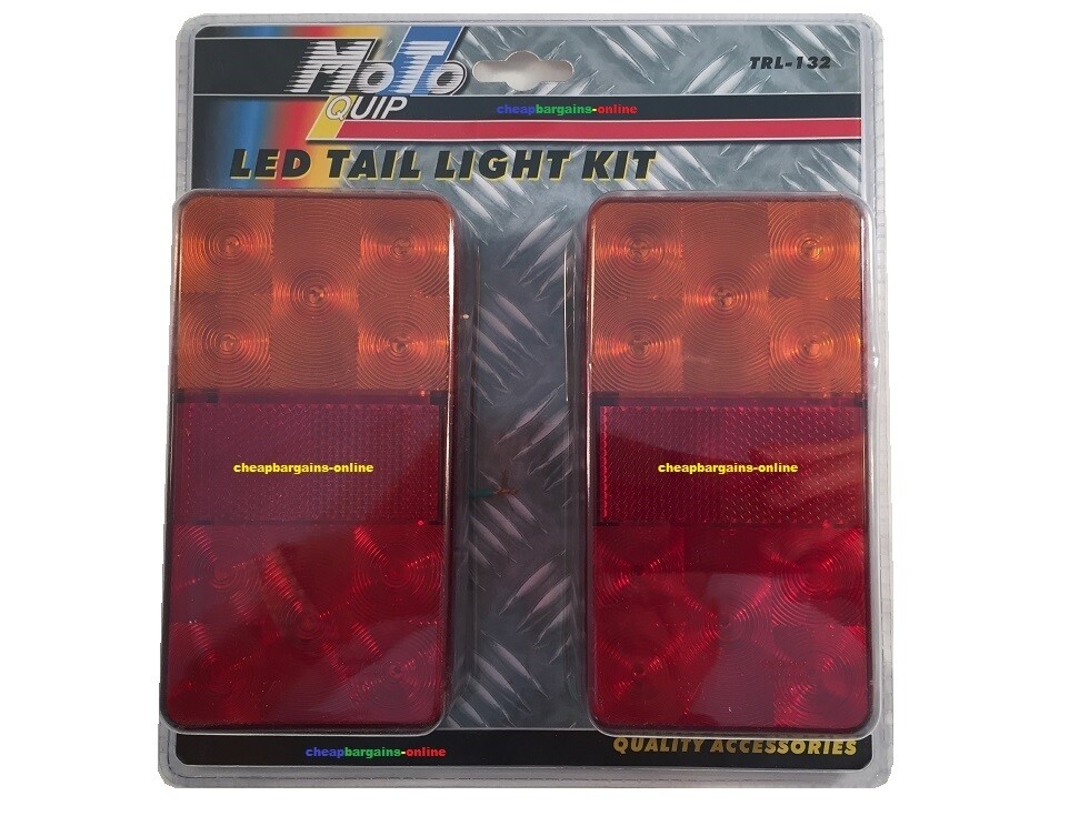 2 TRAILER LED TAIL LIGHTS ASSEMBLIES KIT COMBINATION STOP TAIL TURN ...