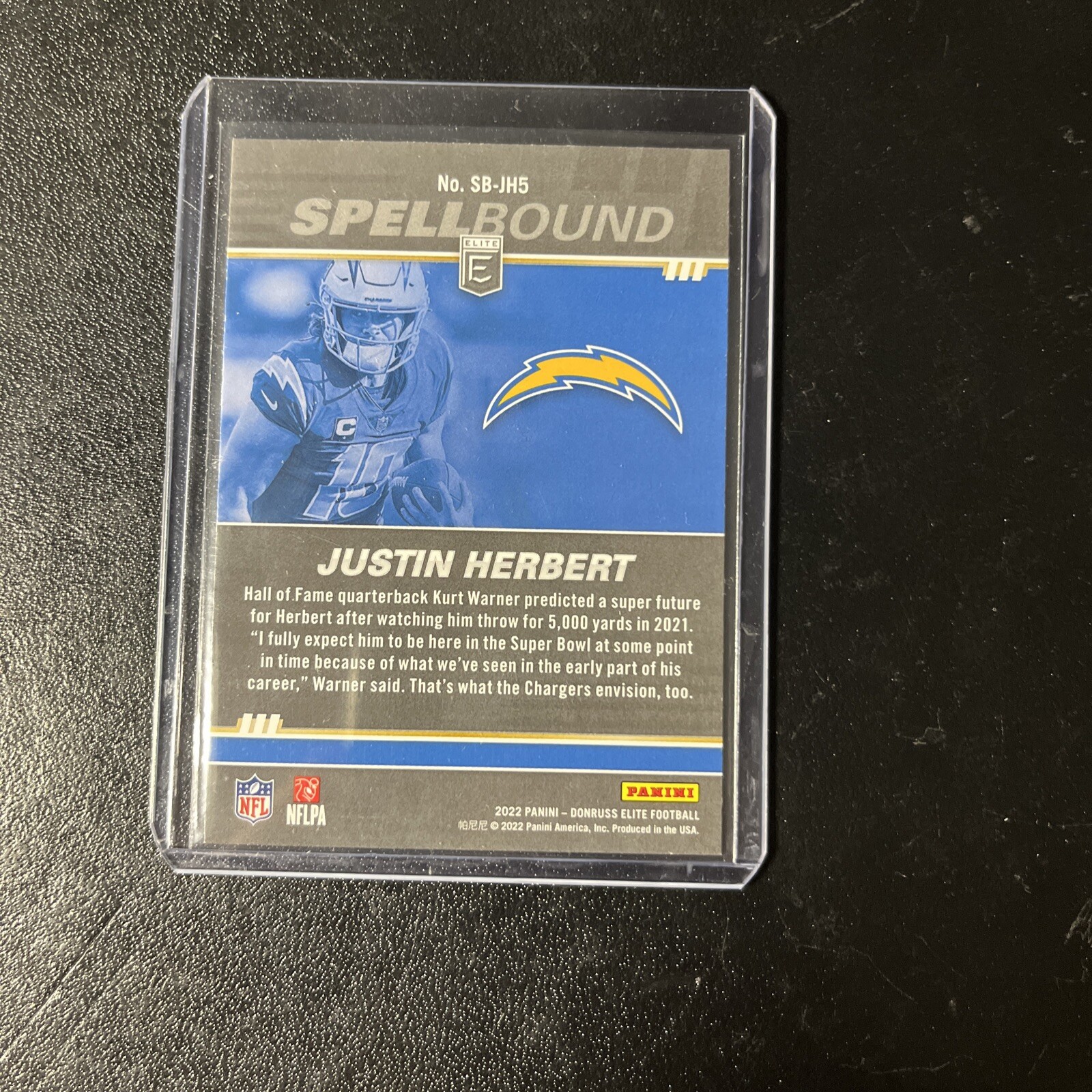 2022 Donruss Elite Justin Herbert Spellbound Green Parallel "E" SB-JH5 ...