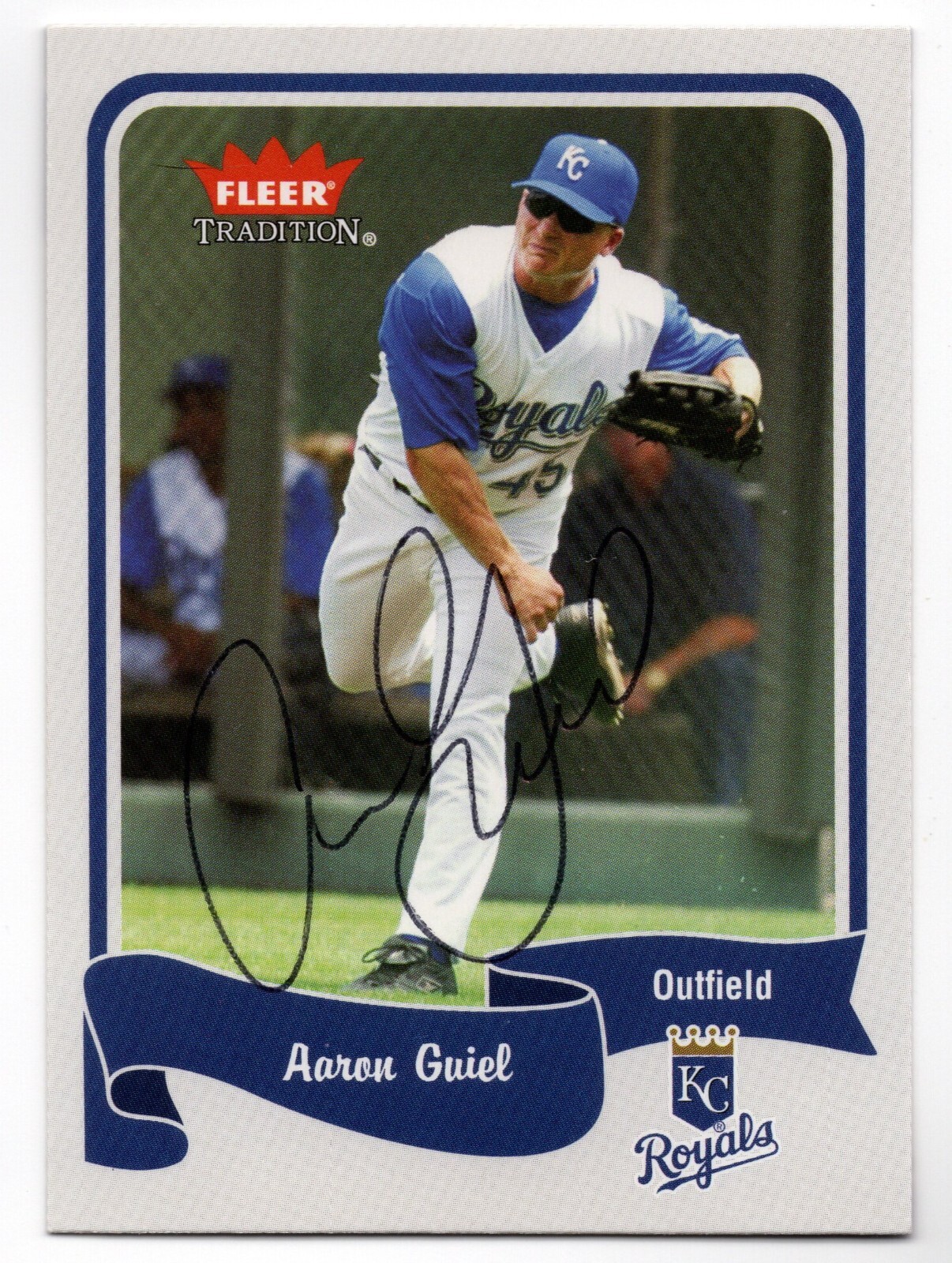 Aaron Guiel Autograph (Ball Point) On a 2004 Fleer - Kansas City Royals ...