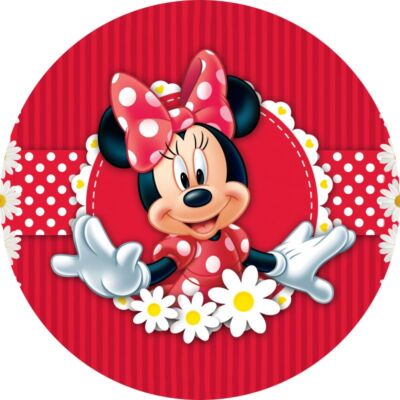 Round Red Minnie Mouse Baby Shower Backdrop Background Birthday Party ...