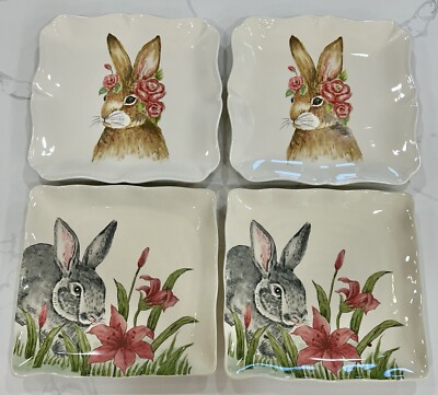 Set Of 4 Maxcera Spring Collection 11” Bunny Plates | eBay