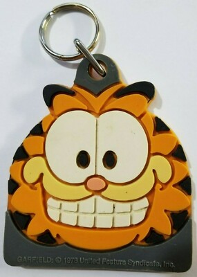 Garfield the Cat Key Chain Vintage 1978 Smiling 4 inches Orange Gray ...