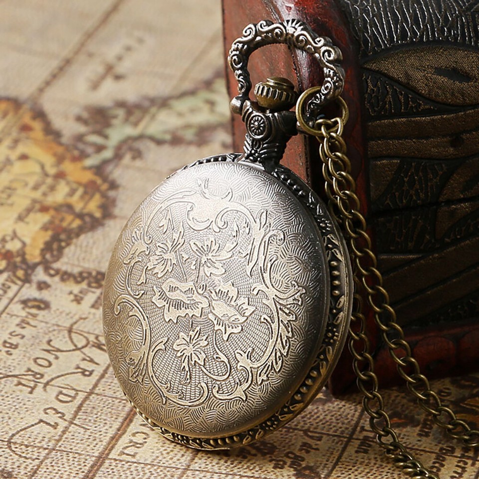 Bronze Antique Chinese Style Dragon Pocket Watch with Necklace Chain ...