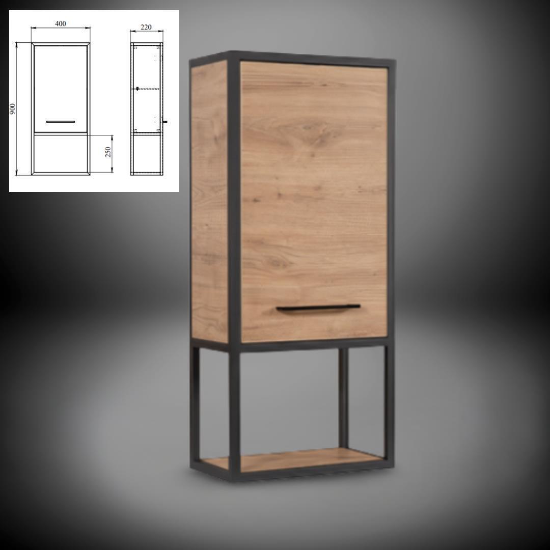 Wall Hung Bathroom Vanity Unit 65cm Matt Black Frame Storage Unit 900 ...