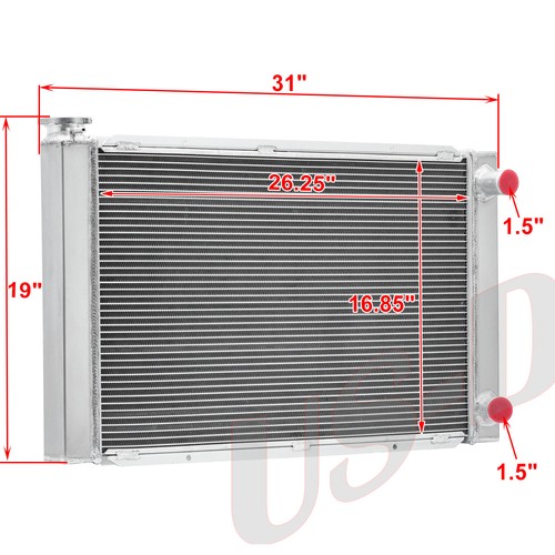 2 Row Universal Aluminum Radiator Fit Chevy SBC 350 Double Pass 31''W x ...