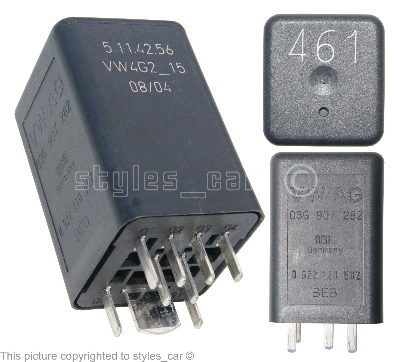 03G907282 Audi VW VAG 02-2012 Glow Plugs 9-Pin Relay No. 461 Beru ...