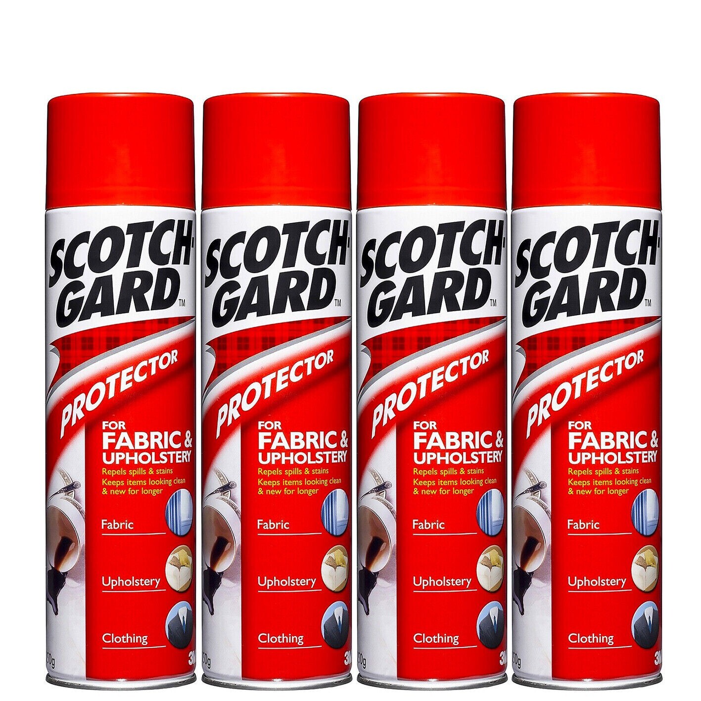 4x 3M Scotchgard Fabric Upholstery Protector Spray 297G Can Scotch ...