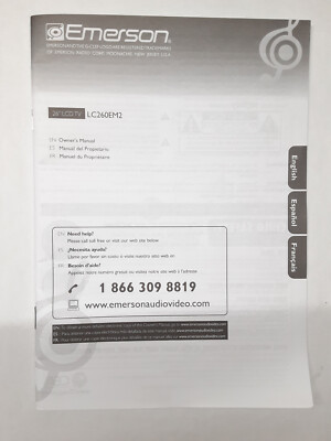 Emerson LC260EM2 LCD 26'' TV Owner's Manual and Quick Start | eBay