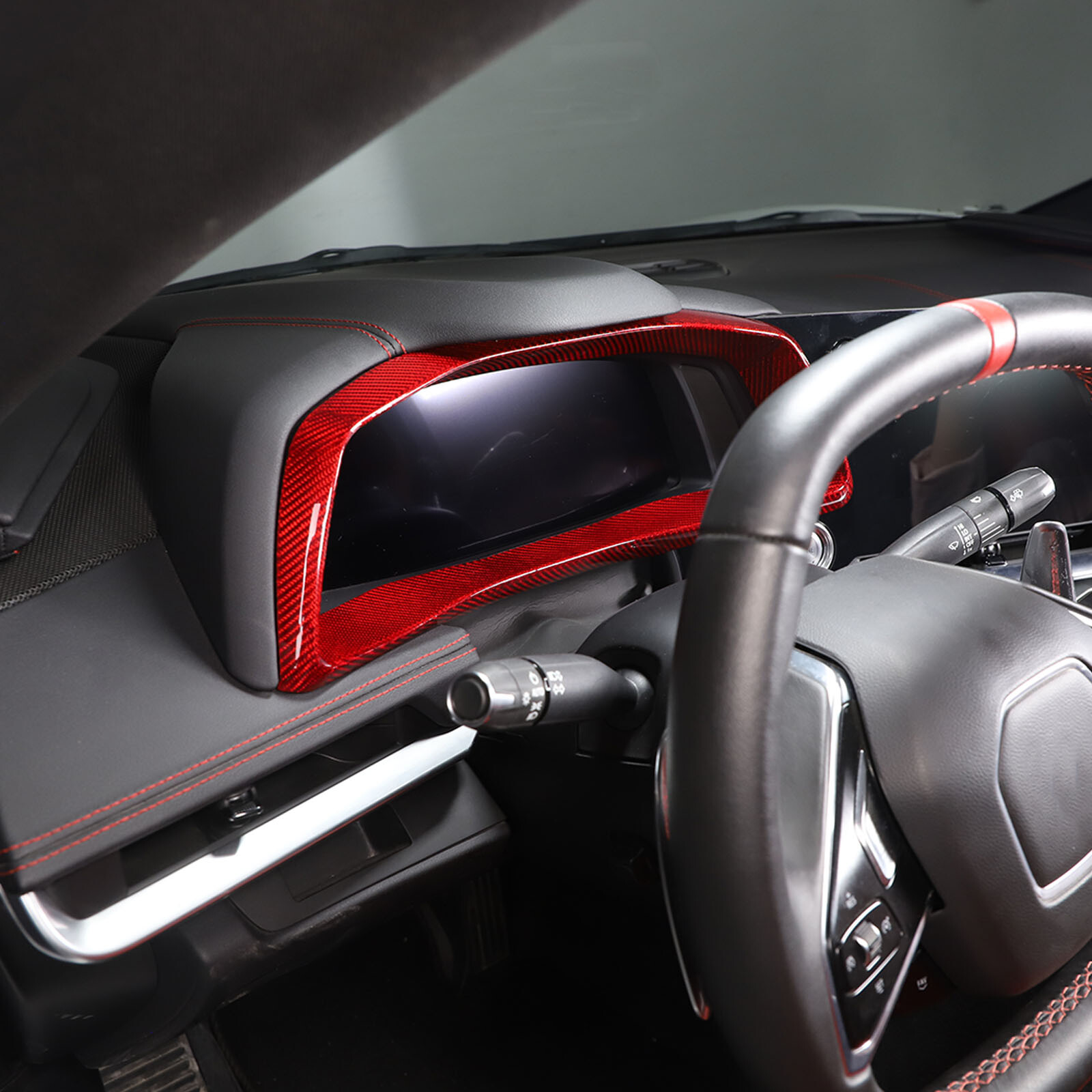 Red Carbon Fiber Speedometer Instrument Cluster Gauge Trim For Corvette ...