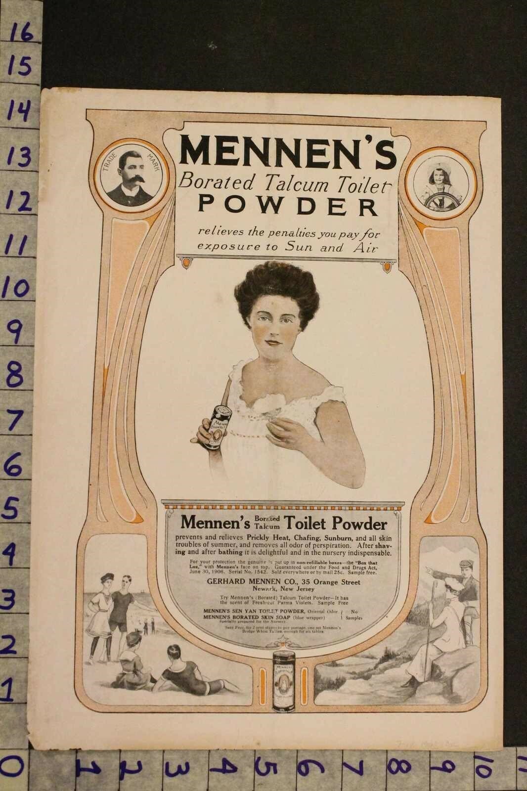 1908 BATHROOM TALCUM TOILET POWDER MENNEN HEALTH BEAUTY DECOR MEDICAL ...