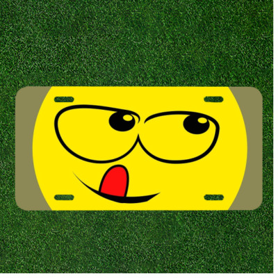 Custom Personalized License Plate Auto Tag With Licking Lips Emoji Face ...