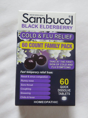 Sambucol Black Elderberry Cold & Flu Relief 60 Quick Dissolve Tablet ...