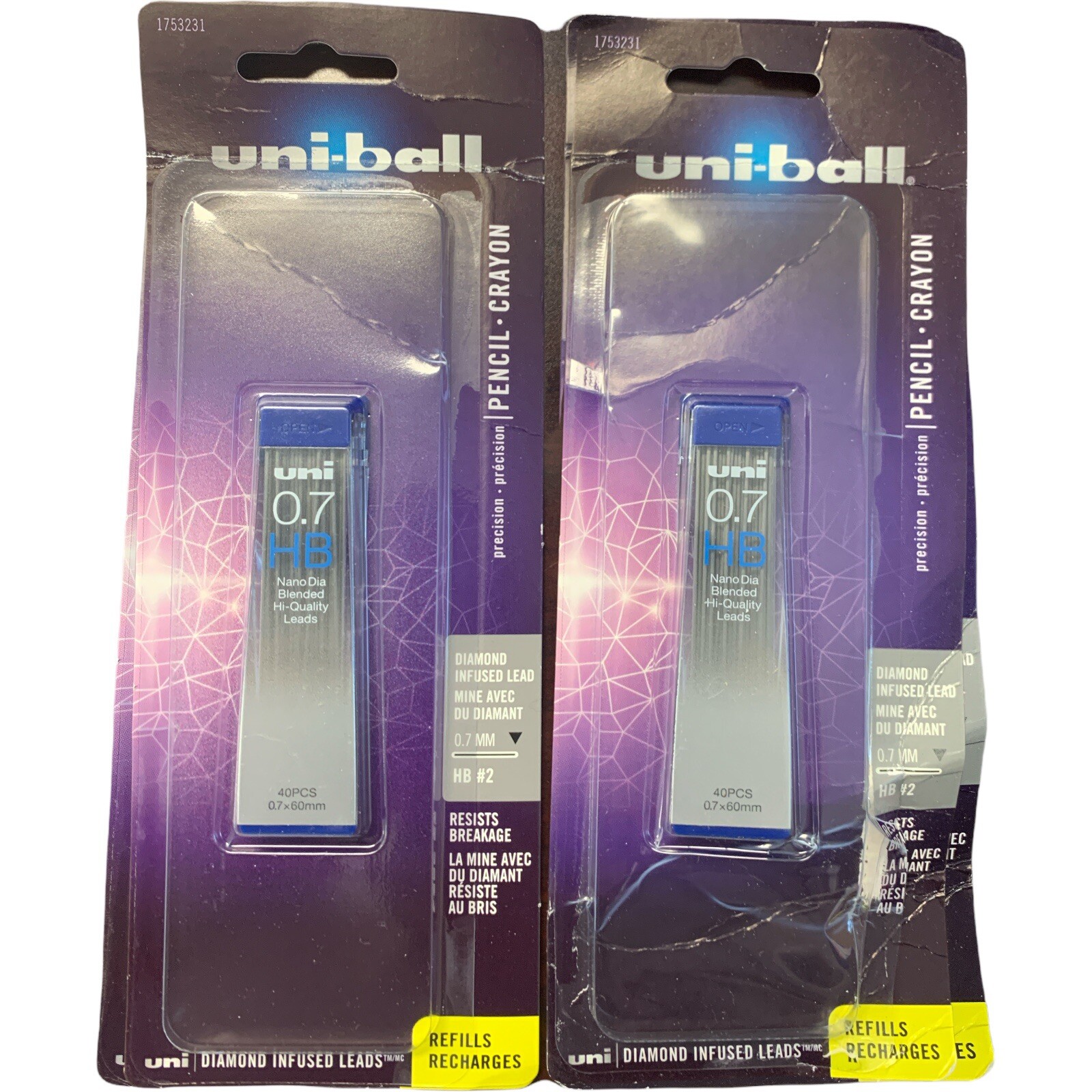 Uni-ball Diamond Infused Leads 0.7mm 40 Leads (1753231) - 2 Packs for ...