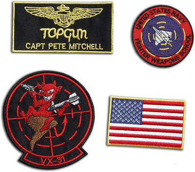 Captain Pete Mitchell T GUN NAVY VX31 Dust Devils Squadron Patch Set ...