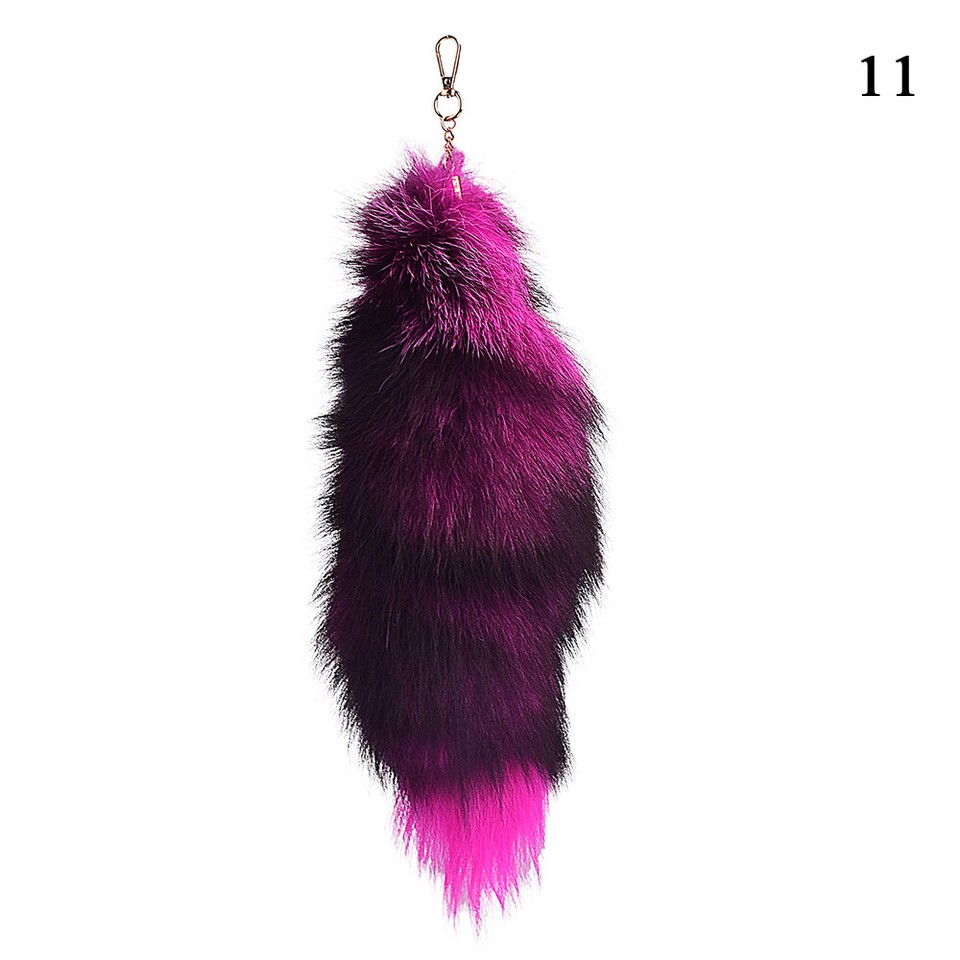 40cm Fluffy Faux Fox Fur Tail Keychain Tassel Bag Hanging Keyring ...