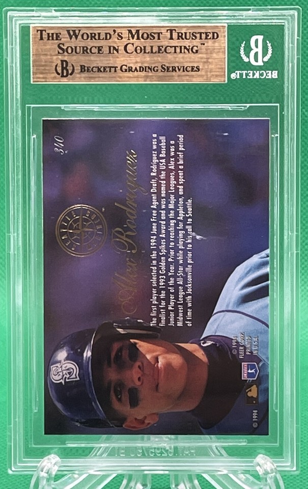 1994 Flair Alex Rodriguez RC #340 🏦 BGS 10 Pristine 🏦 POP 35 🏦 No Black ...
