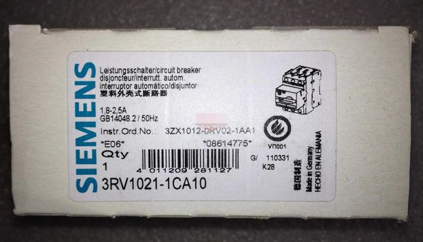 NEW Siemens Circuit Breaker 3RV1021-1CA10 3RV10 21-1CA10 1.8-2.5A free ...
