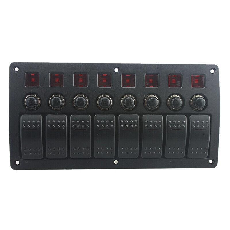 8 Gang Rocker Switch Panel Car Marine Boat Houseboat Circuit Led ...