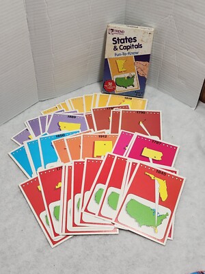 States & Capitals Flash Cards 1987 Complete Set 4 x 6 by Trend T-1663 ...
