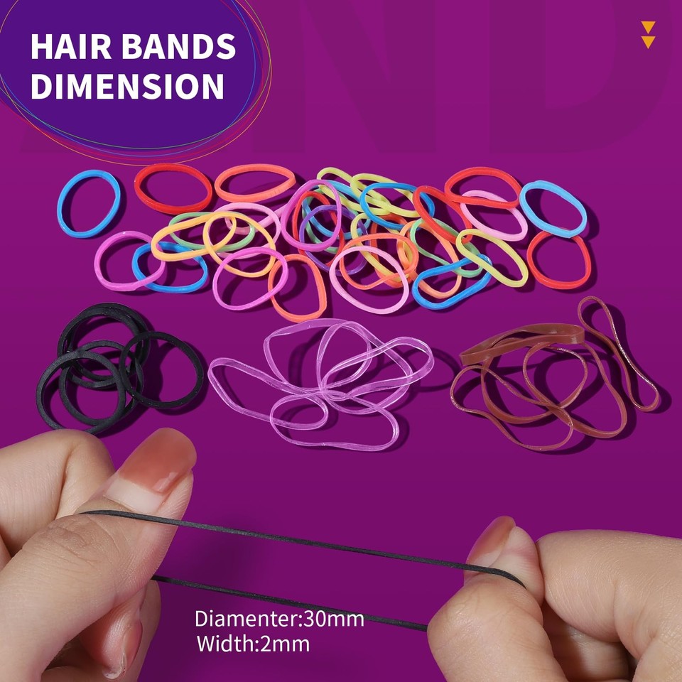 Teenitor Elastic Hair Bands, 2000pcs Hair Rubber Bands, Elastics for ...