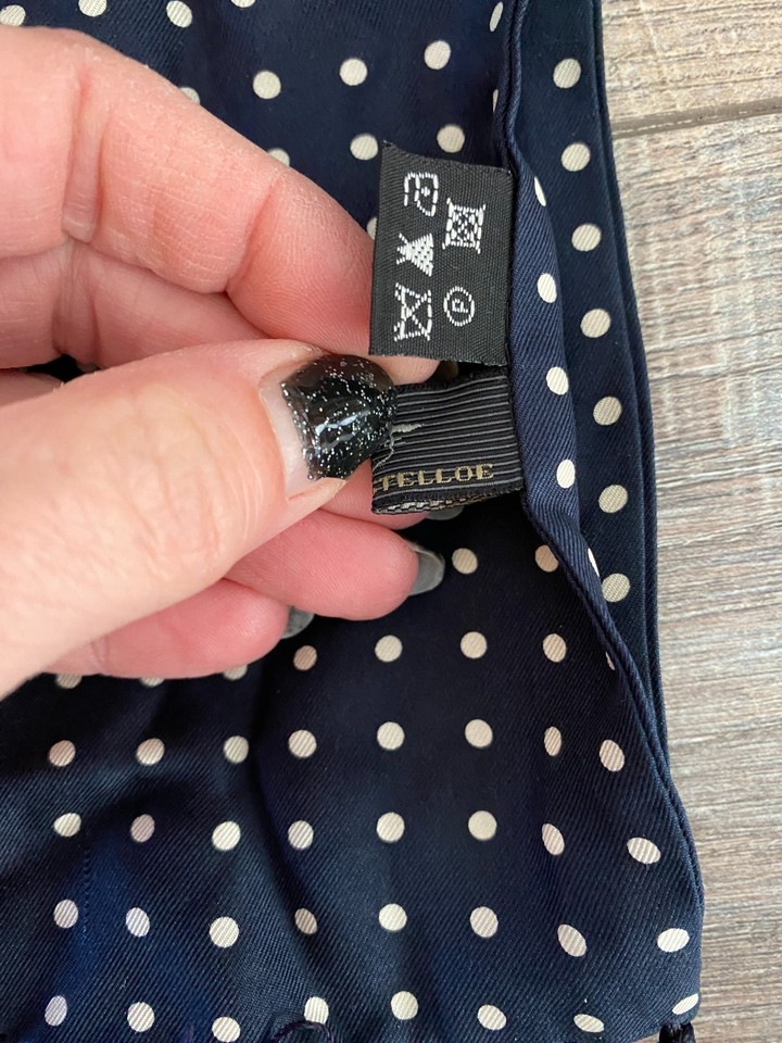 PAUL COSTELLOE Navy Spotted 100% Silk Rectangle Scarf/Cravat One Size | eBay UK