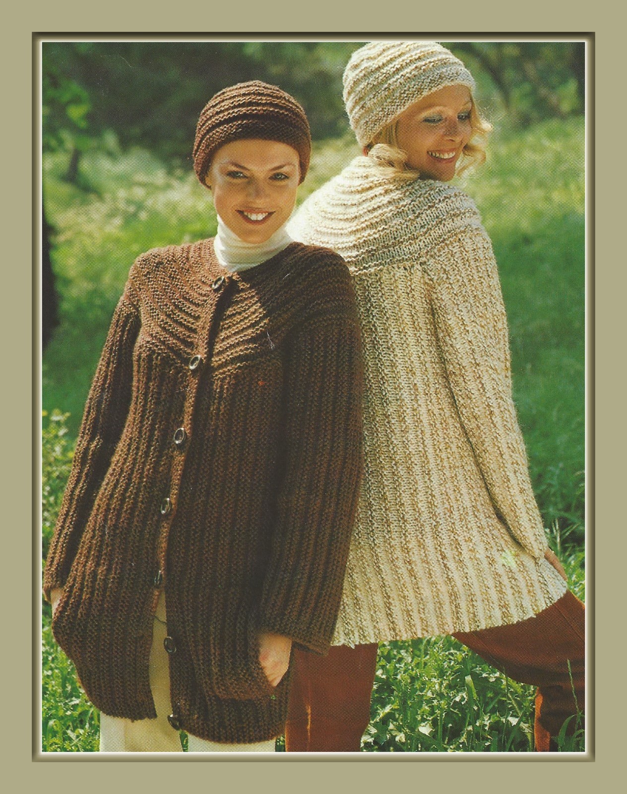 Ladies Chunky Jacket and Hat Knitting Pattern with unusual yoke 32-38 ...