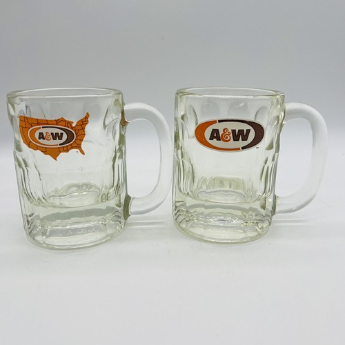 A&W Mini Root Beer Mug w Orange US Map Logo Oval 4 1/2" Tall - Lot Of 2 ...