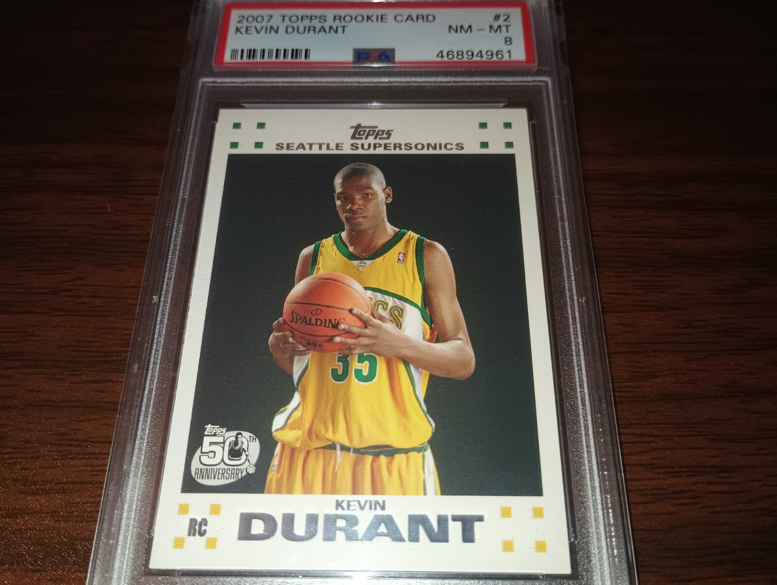 2008 Topps Basketball #2 White Kevin Durant Rookie Card Graded PSA 8 NM ...