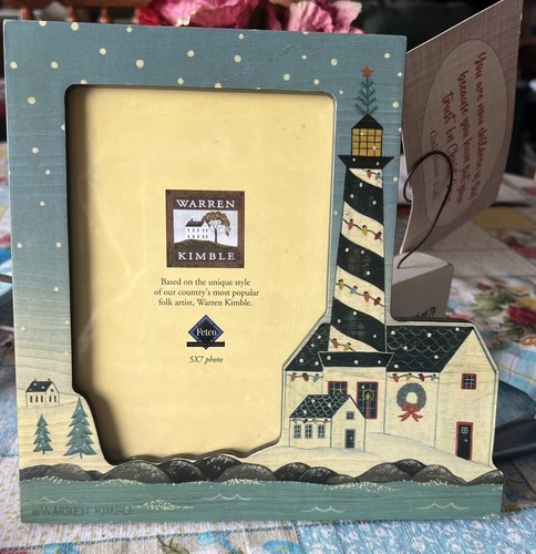 Warren Kimble-Christmas Lighthouse Art Print Photo Frame Holds 5x7 ...
